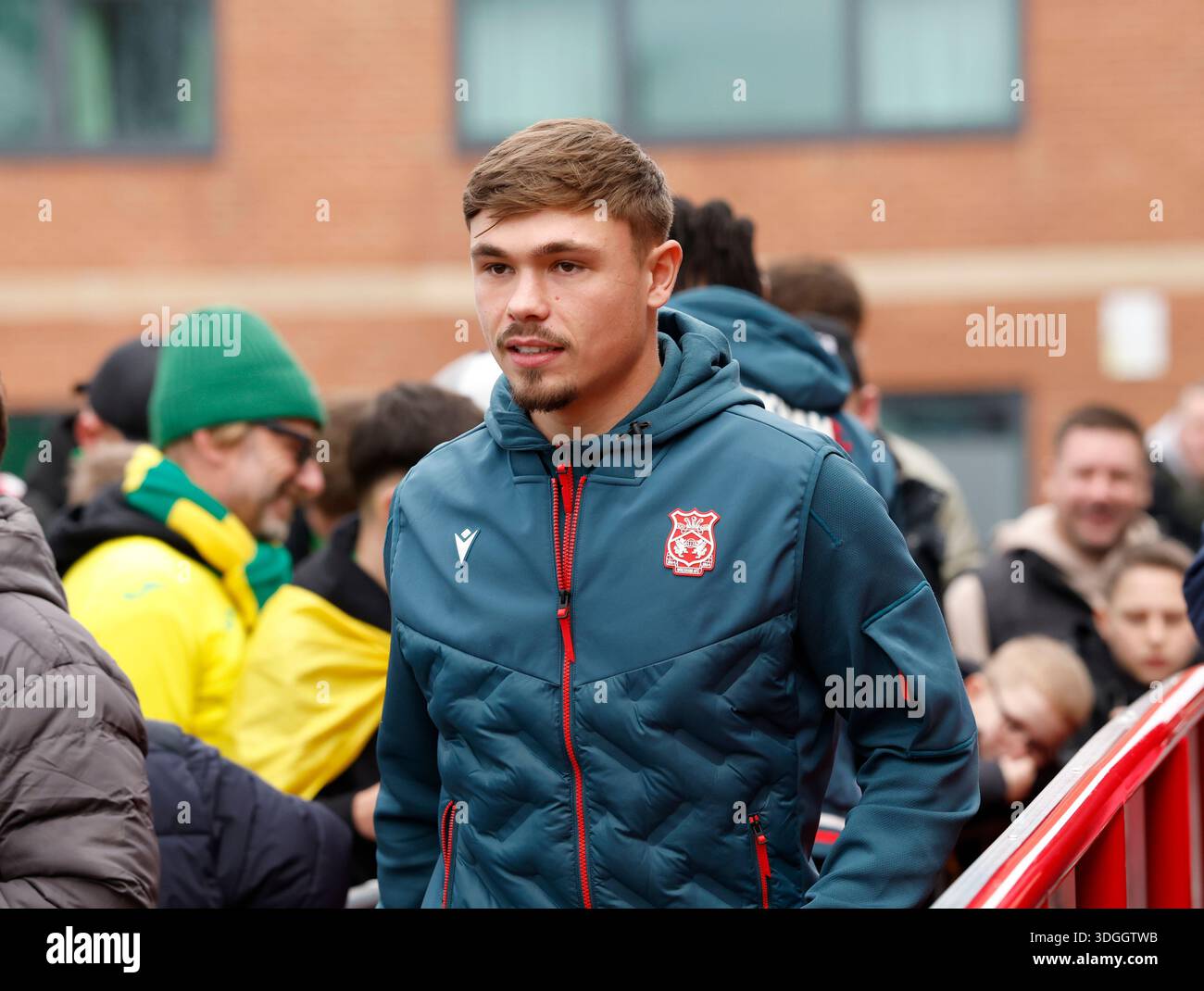 Wrexham's Callum Doyle arrives ahead of the Sky Bet Championship match ...
