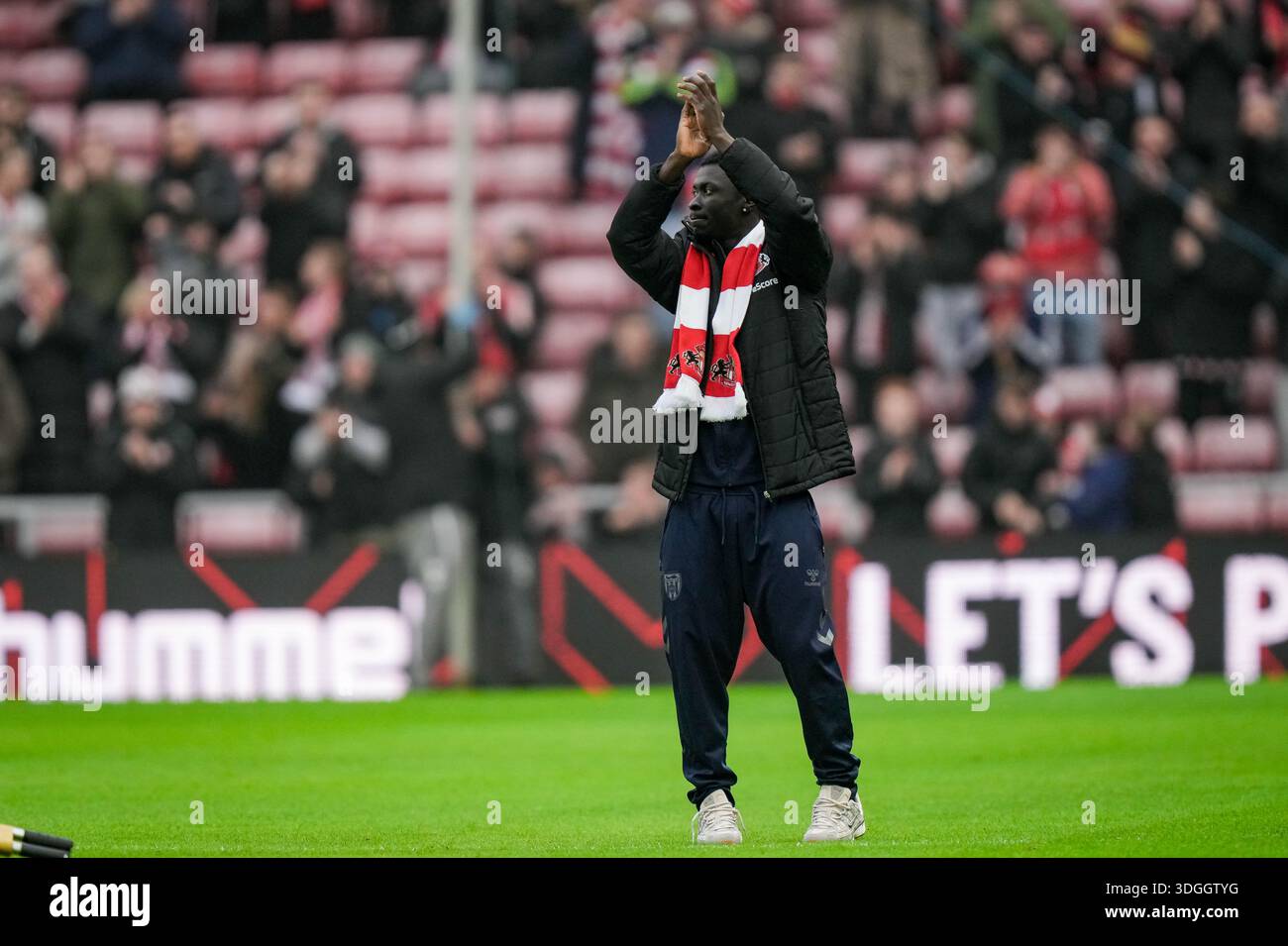 New signing Jocelin Ta Bi presented to the fans during the Premier League match Sunderland vs ...