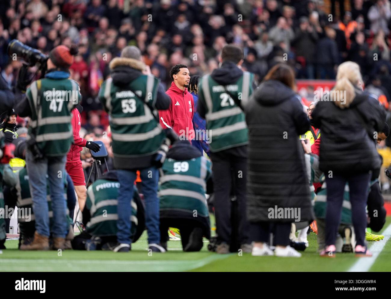 Liverpool's Hugo Ekitike before the Premier League match at Anfield ...