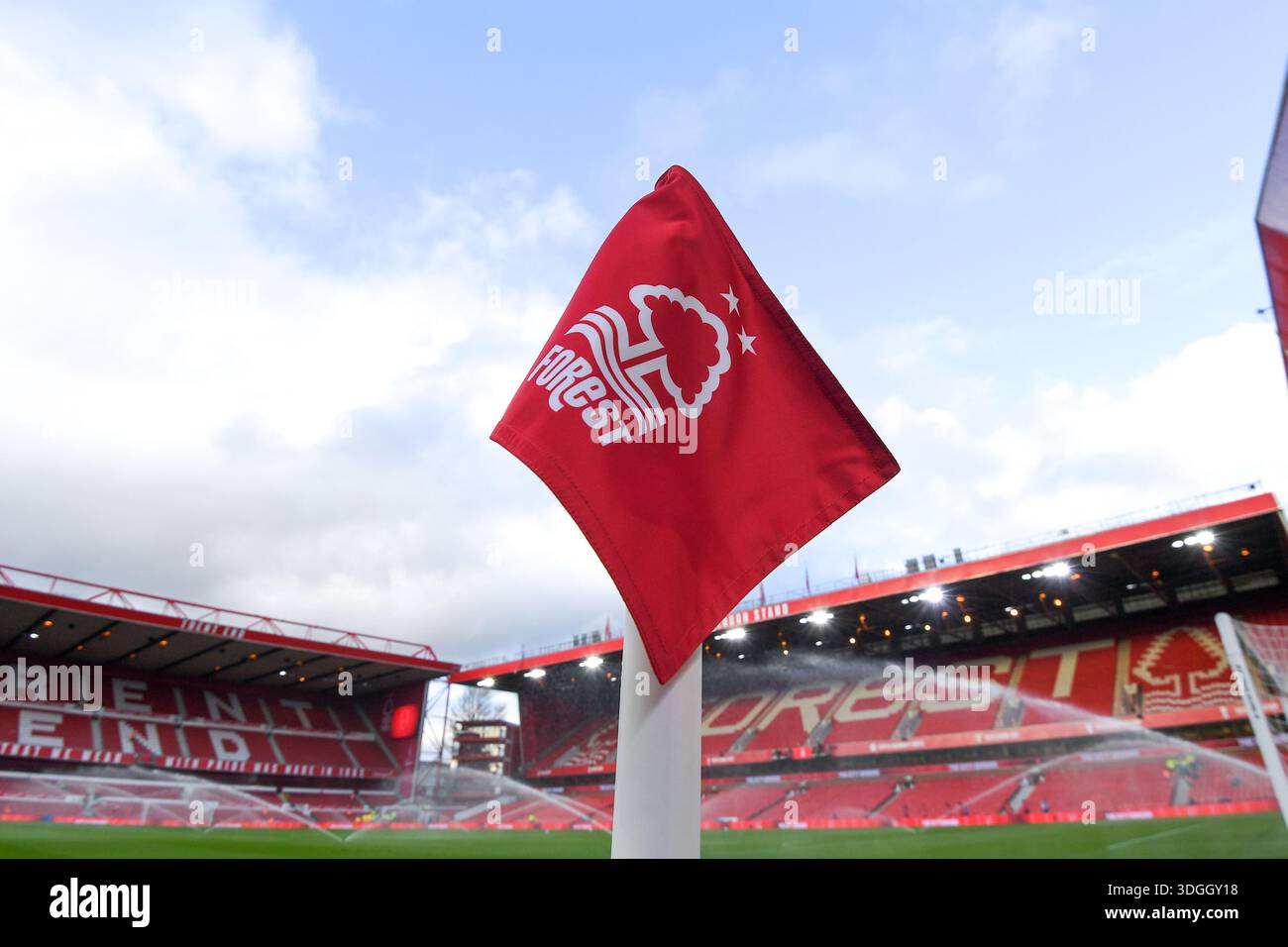 Corner flag with Forest crest ahead of the Premier League match between ...