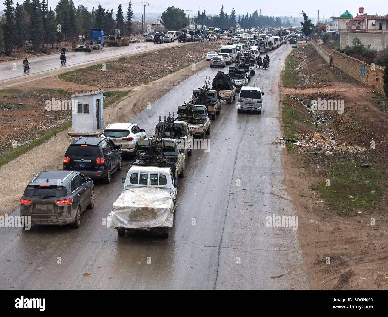 Aleppo. 17th Jan, 2026. A drone photo shows Syrian army forces ...