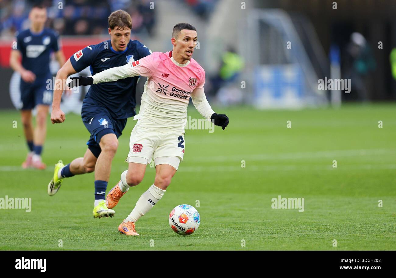 from left: Alexander Prass, Alejandro Grimaldo (Leverkusen) Sinsheim ...