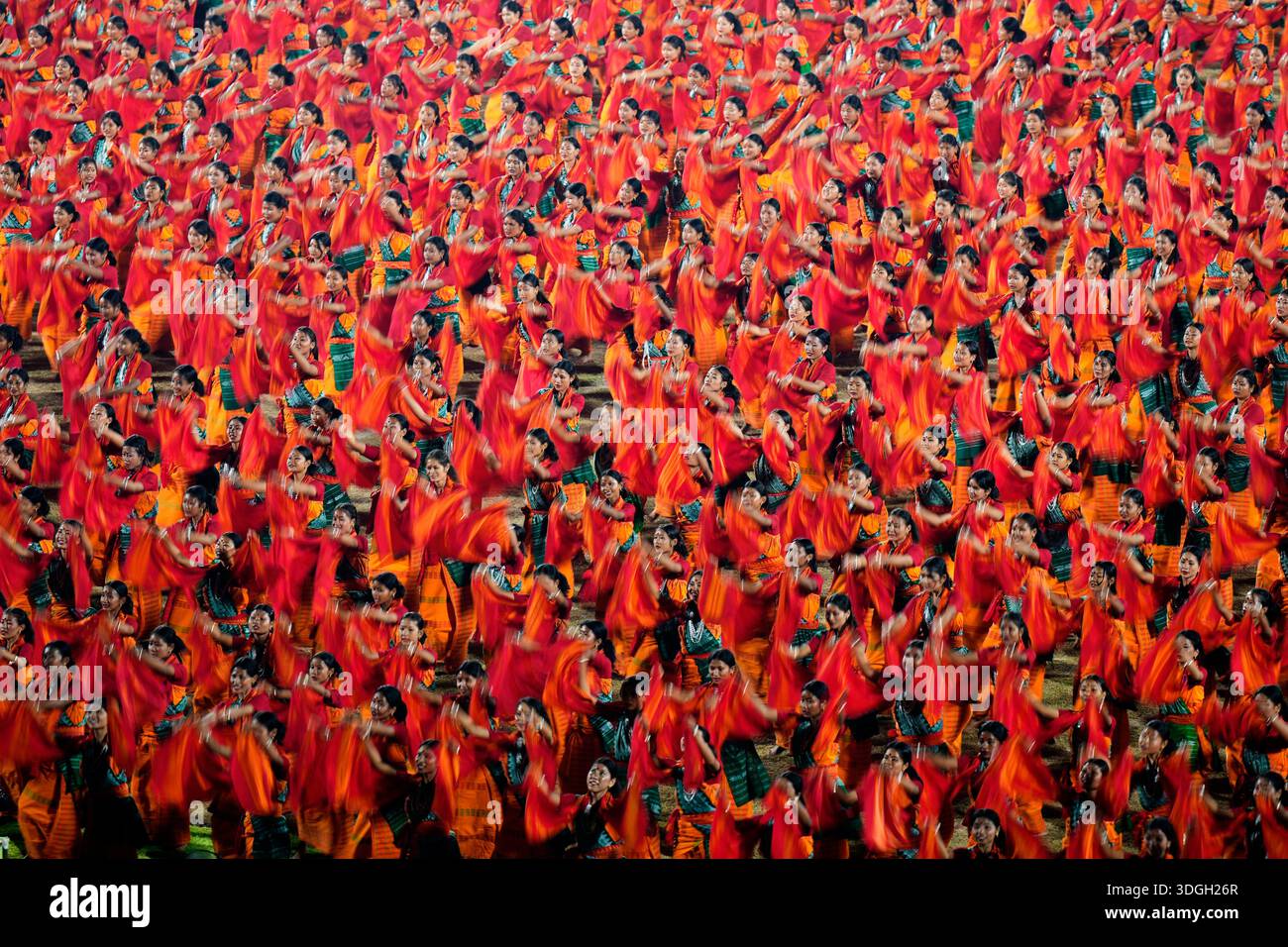Thousands of tribal Bodo dancers participate in their traditional ...