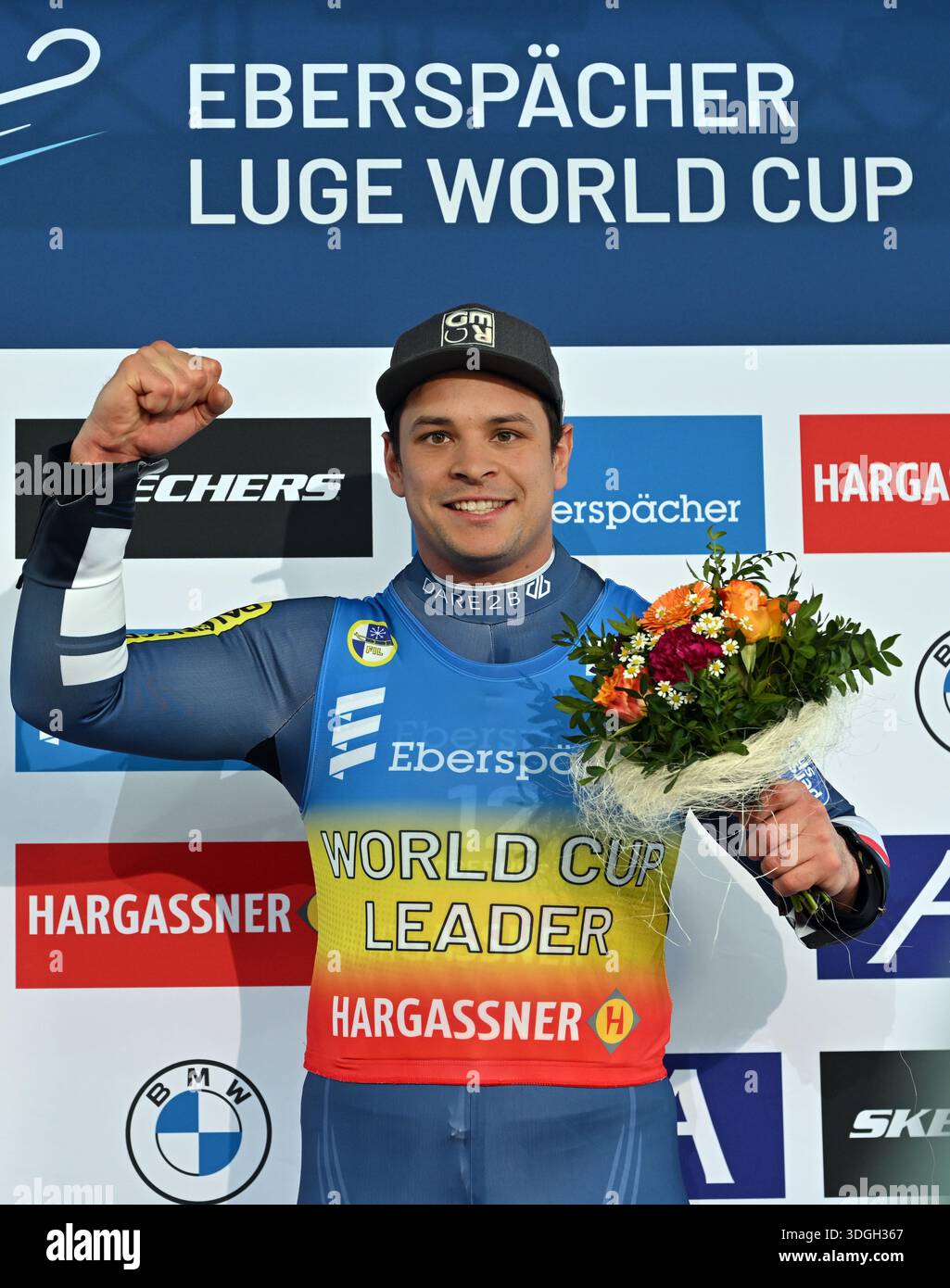 Oberhof, Germany. 17th Jan, 2026. Jonas Müller from Austria celebrates ...