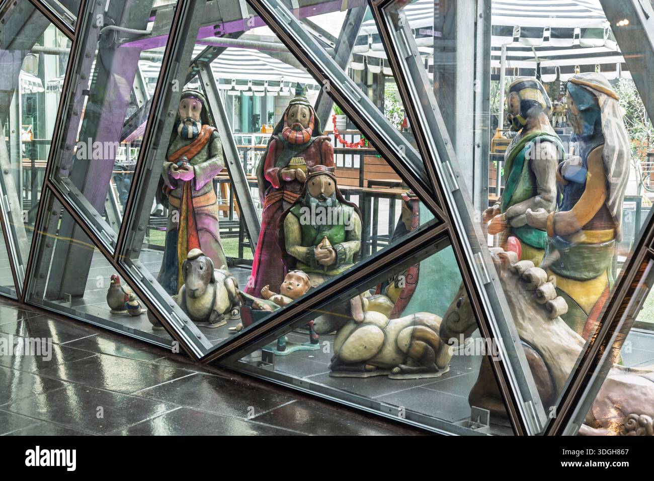Nativity scene with life sized figures inside the Atrium, Federation ...
