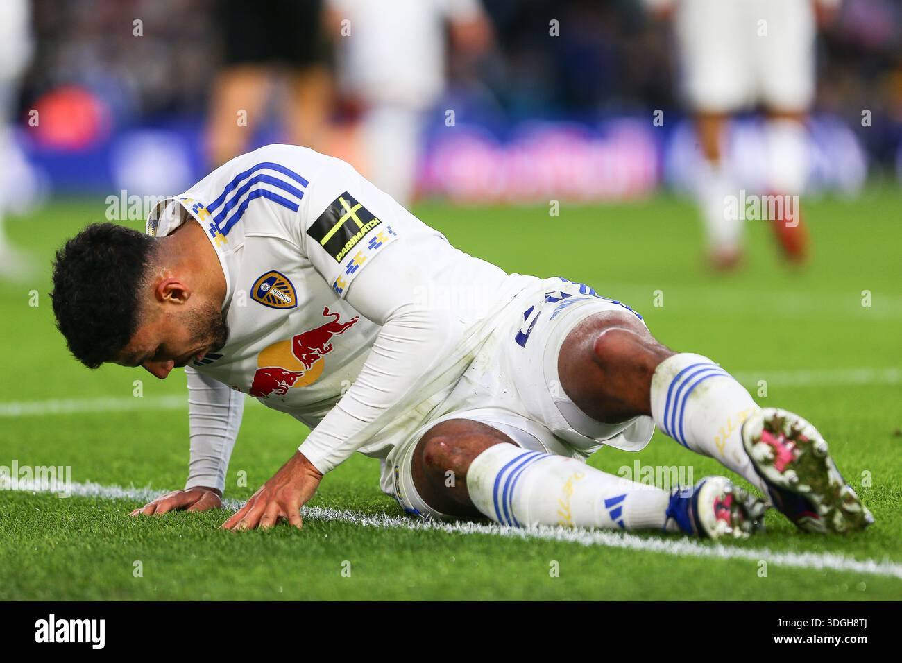 James Justin of Leeds United reacts during the Premier League match ...