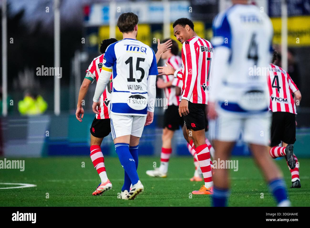 Spakenburg - Liam Oetoehganal of Jong Sparta Rotterdam, Quincy Hoeve of ...