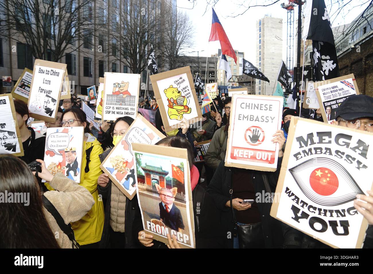 Chinese embassy, Mega embassy, London, UK, 17th January 2026, protest ...