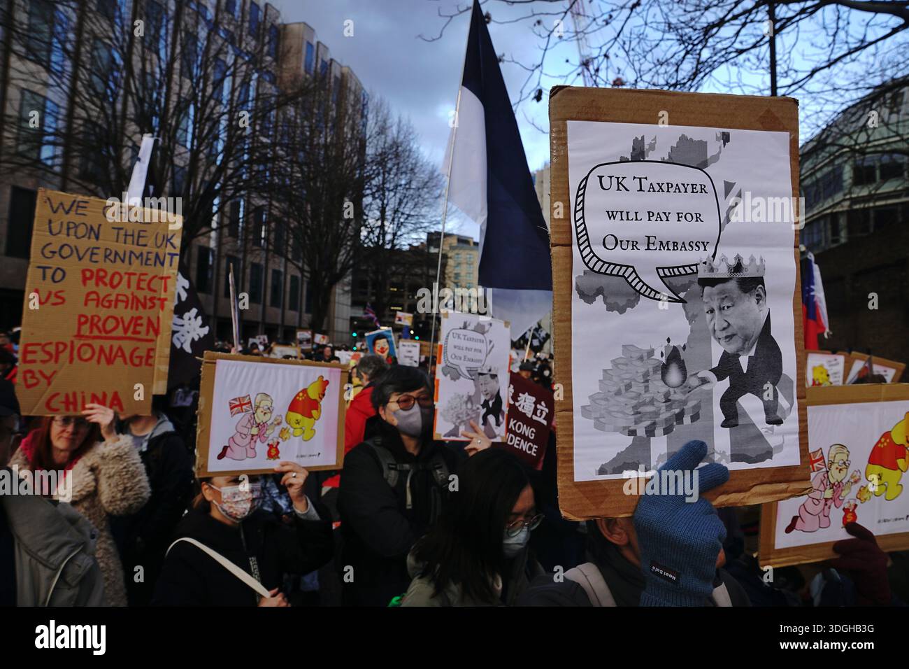 Chinese embassy, Mega embassy, London, UK, 17th January 2026, protest ...