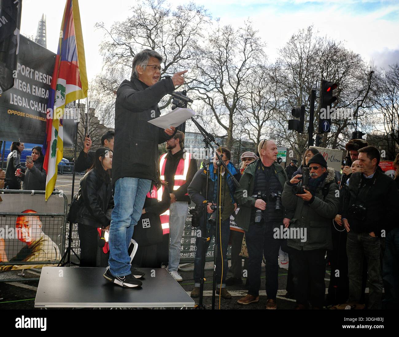 Chinese embassy, Mega embassy, London, UK, 17th January 2026, protest ...