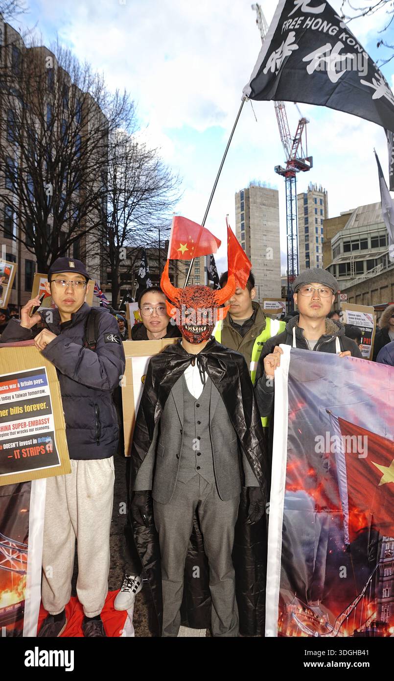 Chinese embassy, Mega embassy, London, UK, 17th January 2026, protest ...