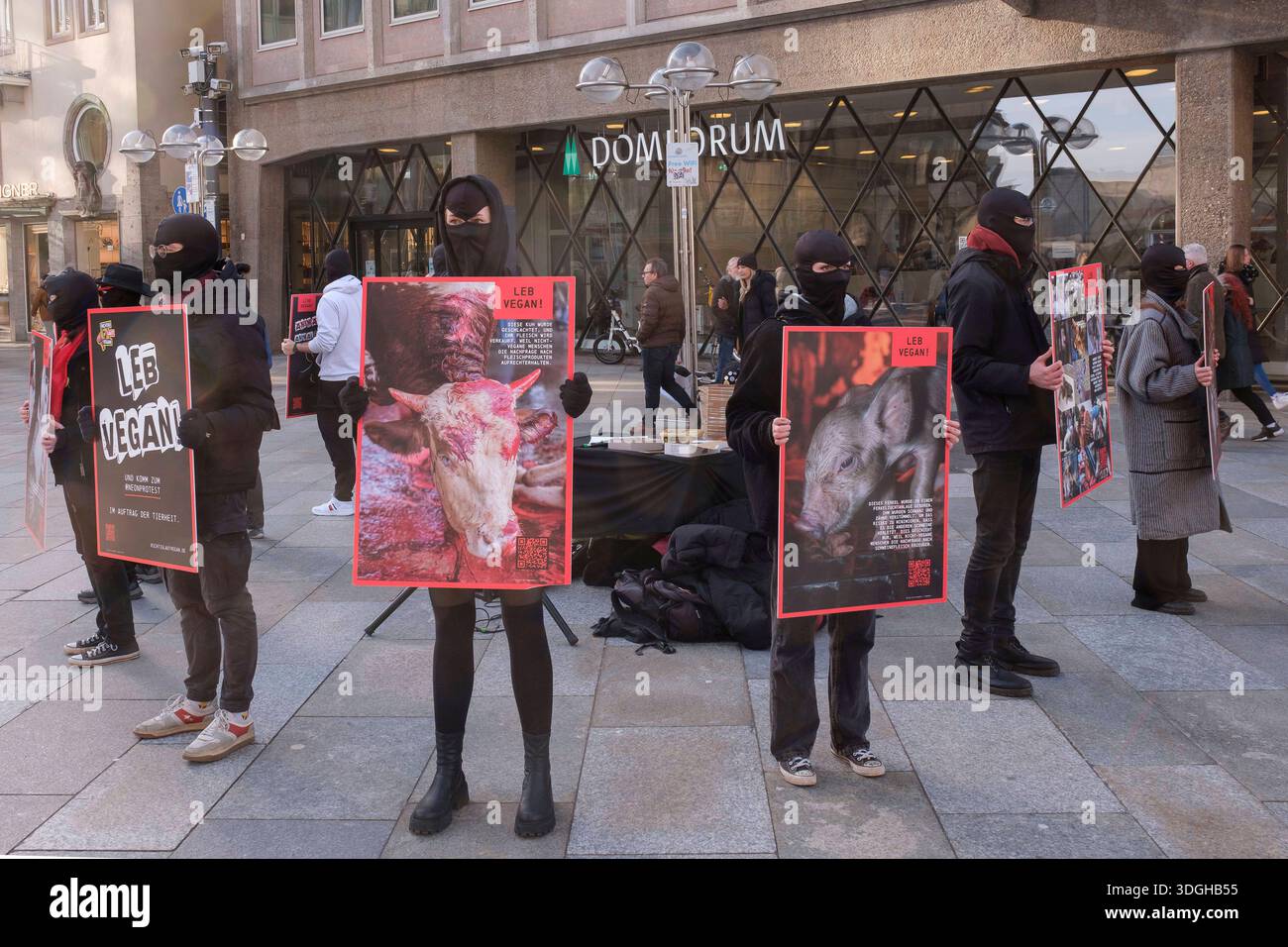 Aktivisten der veganen Bewegung Richtig Laut Vegan protestieren in der ...