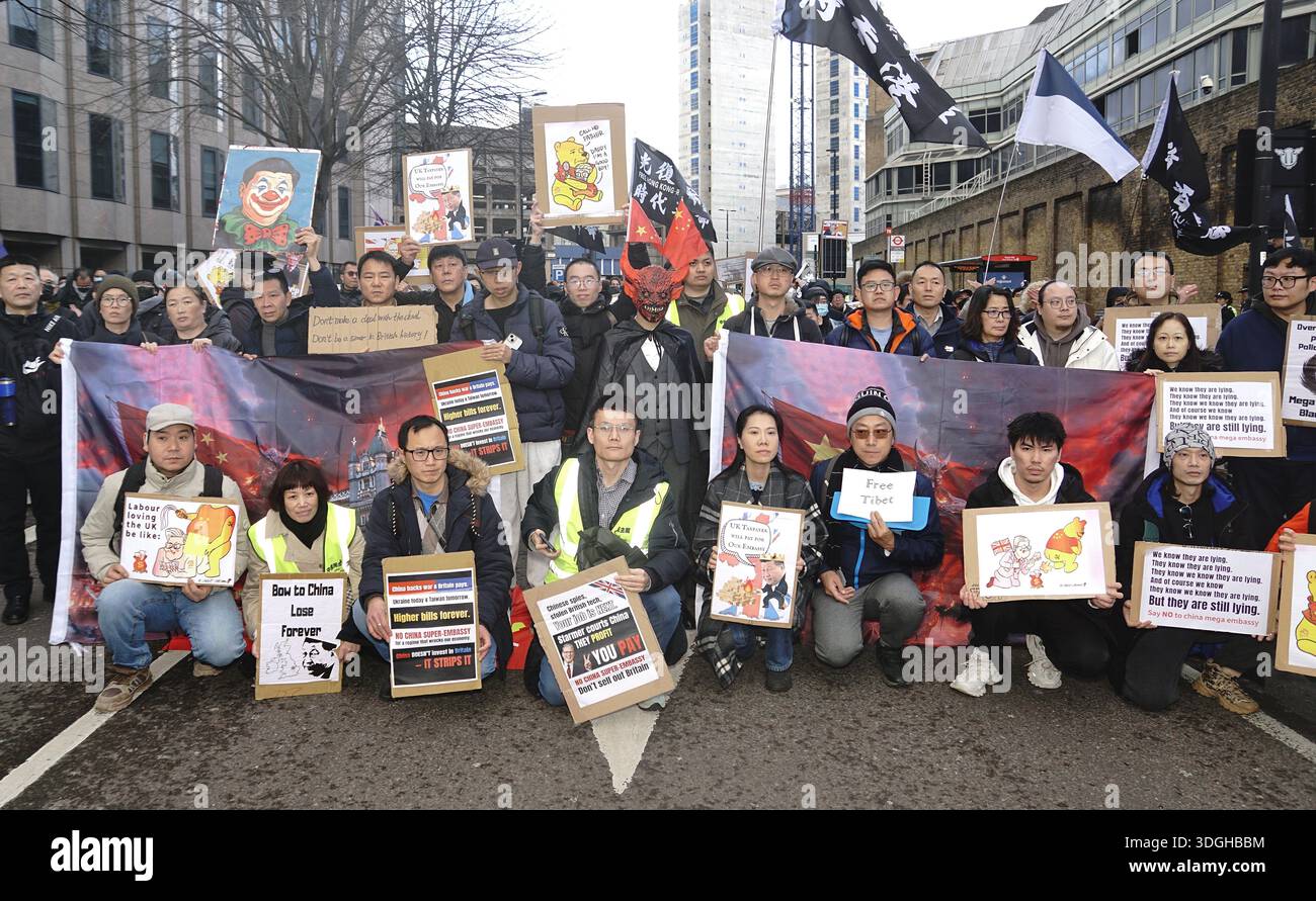 Chinese embassy, Mega embassy, London, UK, 17th January 2026, protest ...