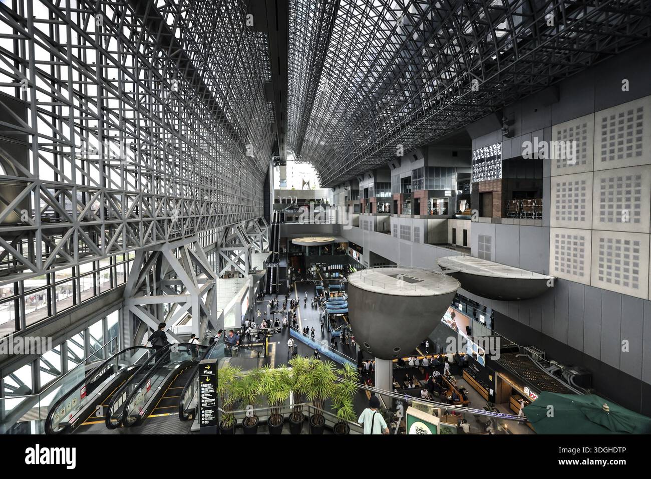 Modern interior view of the impressive ceiling structure of Kyoto ...