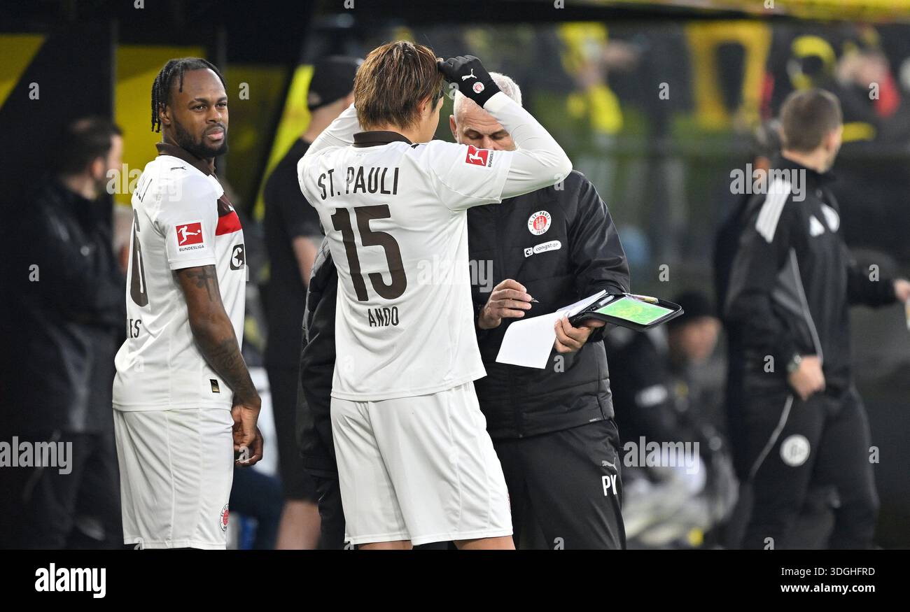 from left: Ricky-Jade Jones, Tomoya Ando (St. Pauli), Assistant Coach ...