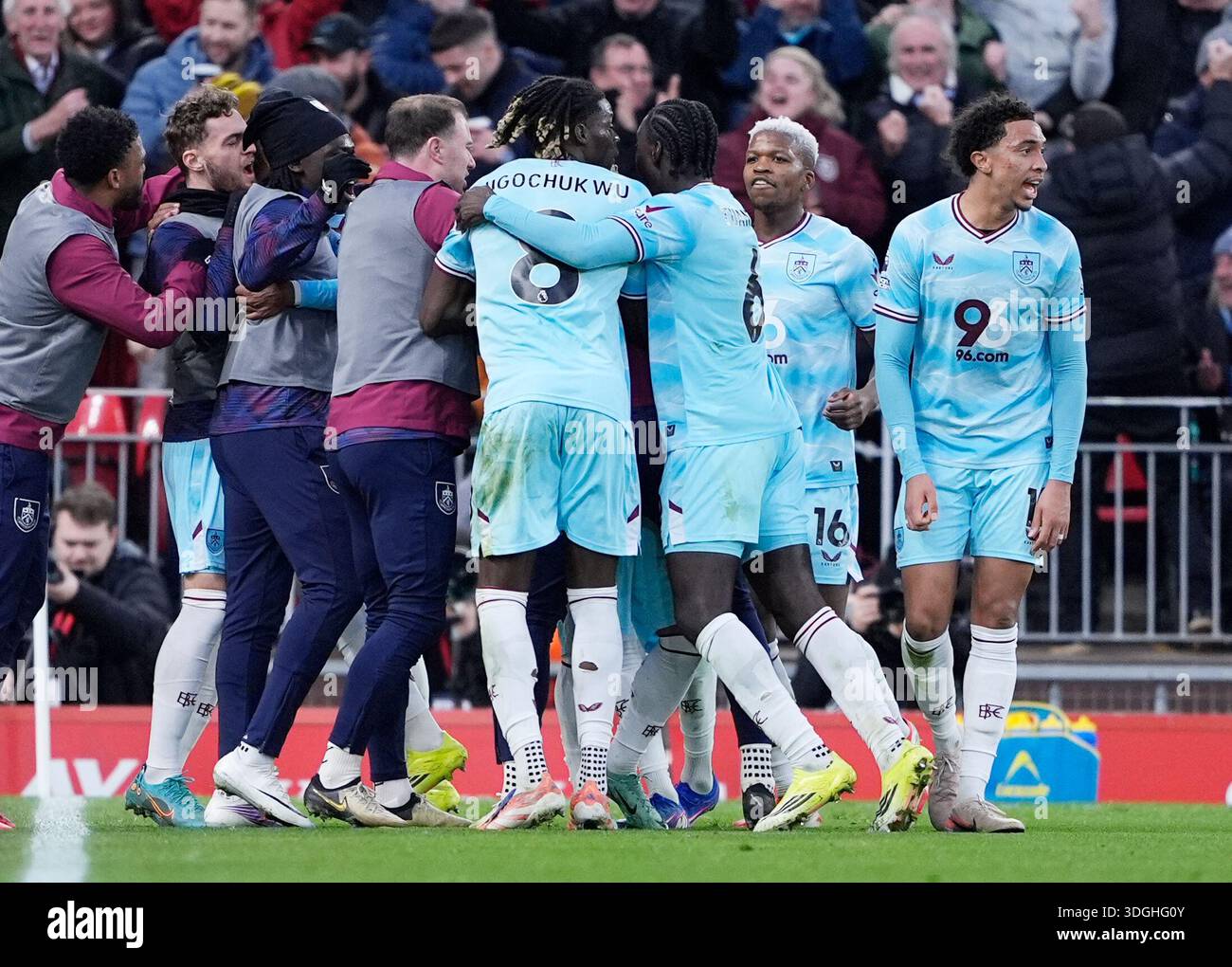 Burnley's Marcus Edwards celebrates scoring their side's first goal of ...