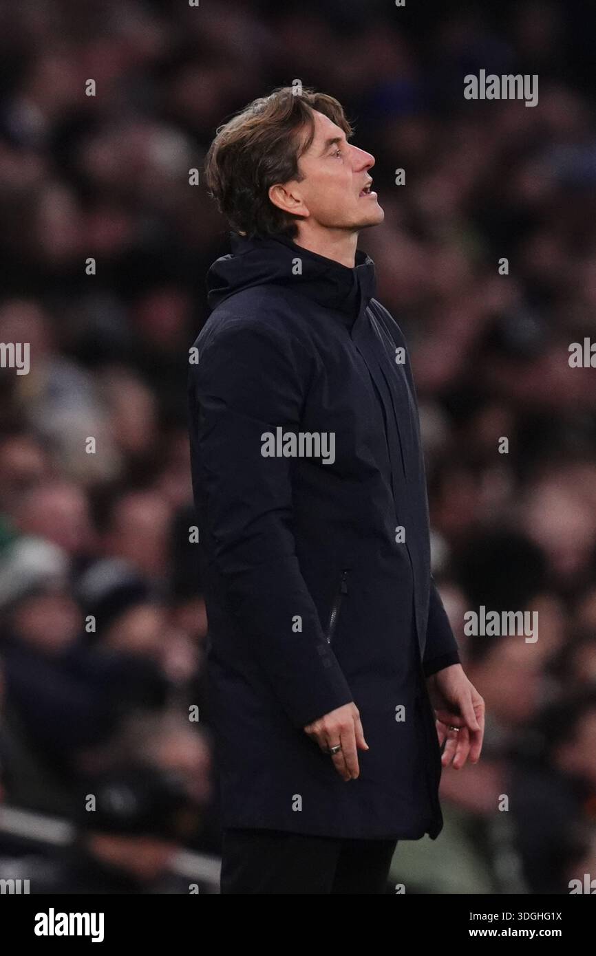 Tottenham Hotspur manager Thomas Frank on the touchline during the ...