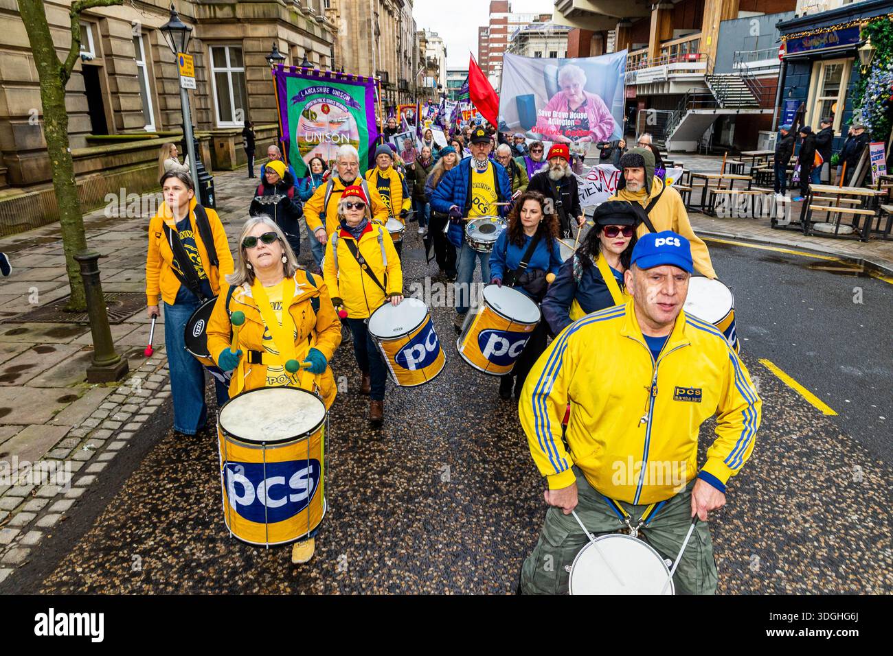 Preston, UK. 17th Jan, 2026. Unison members working in care homes hold ...