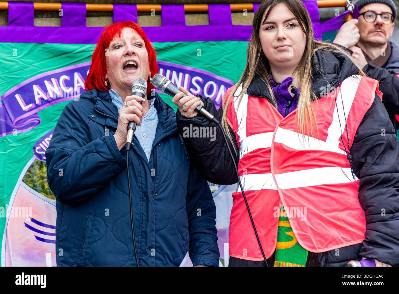 Preston, UK. 17th Jan, 2026. Unison members working in care homes hold ...