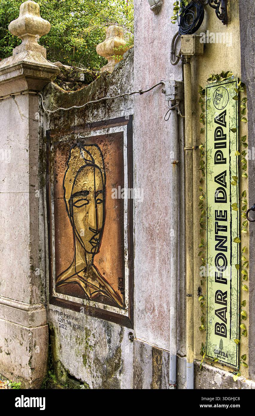 Wall painting at Fonte Pipa Bar, Rue da Fonte da Pipa, Sintra, Lisbon ...