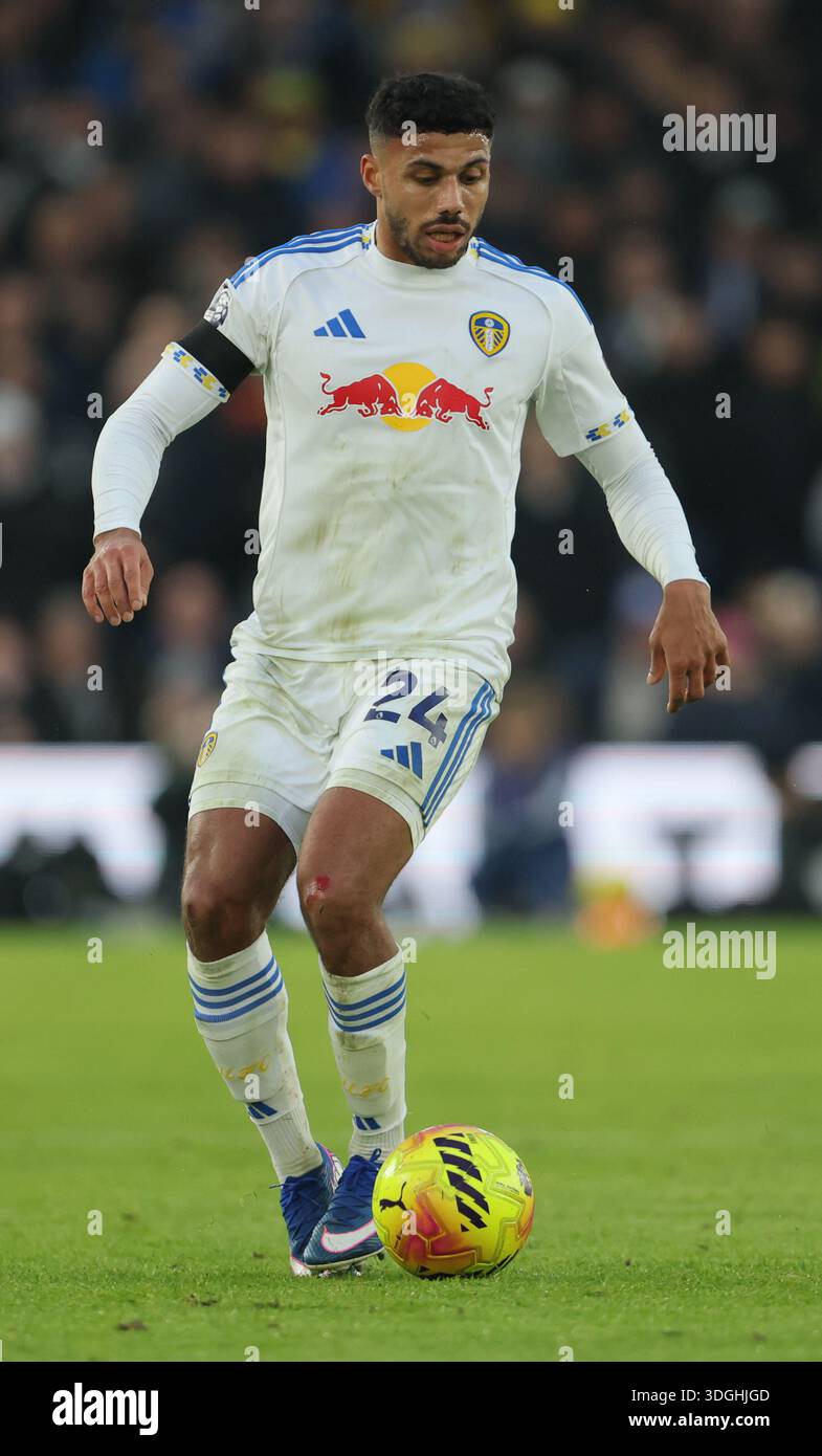 Leeds United's James Justin controls the ball during the Premier League ...