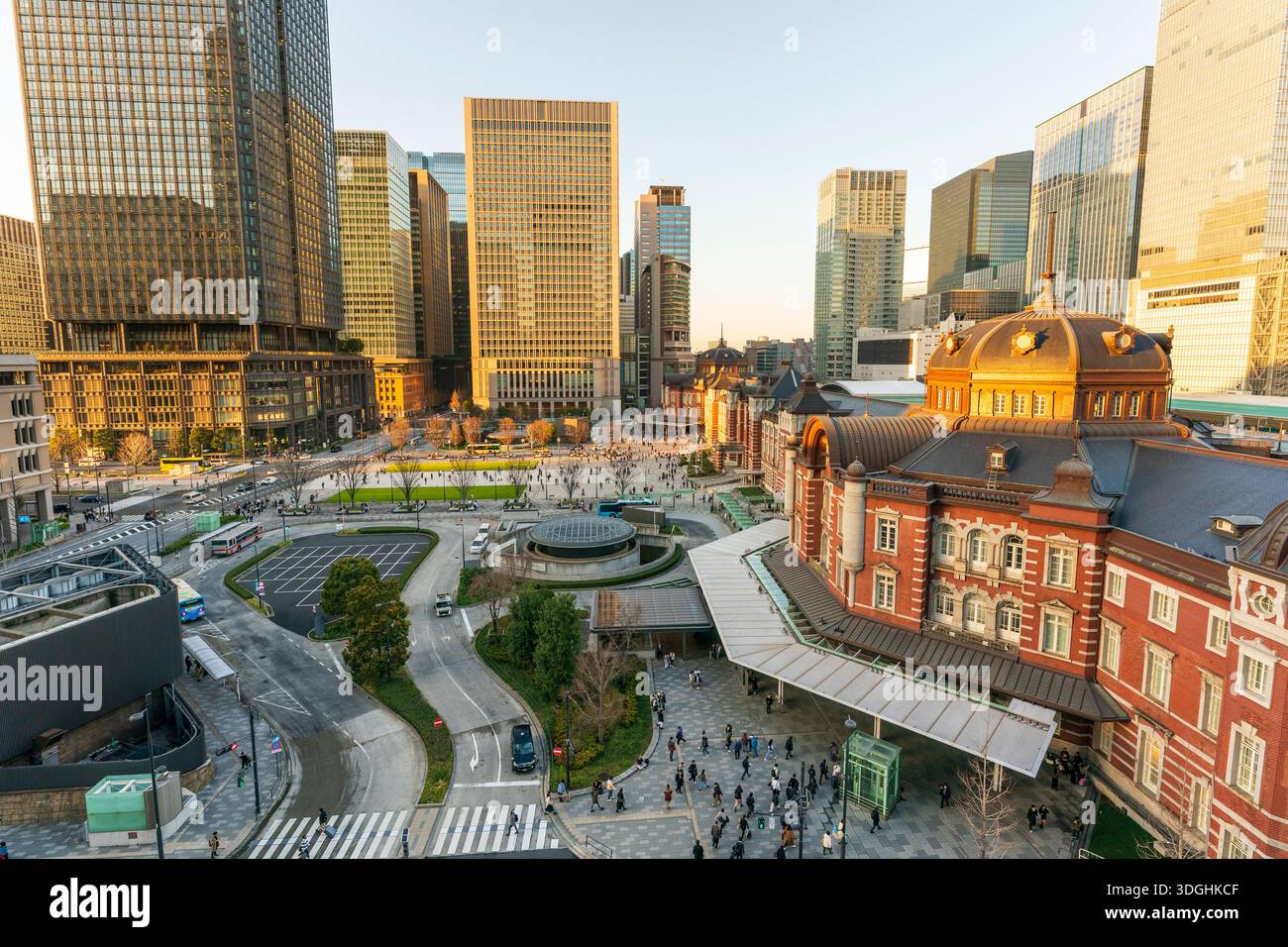 KITTE roof garden viewpoint of the red brick Tokyo Station, with ...