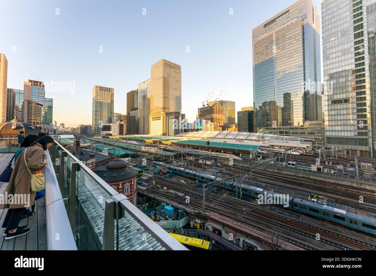 The KITTE roof garden viewpoint of Tokyo Station, and behind the Gran ...
