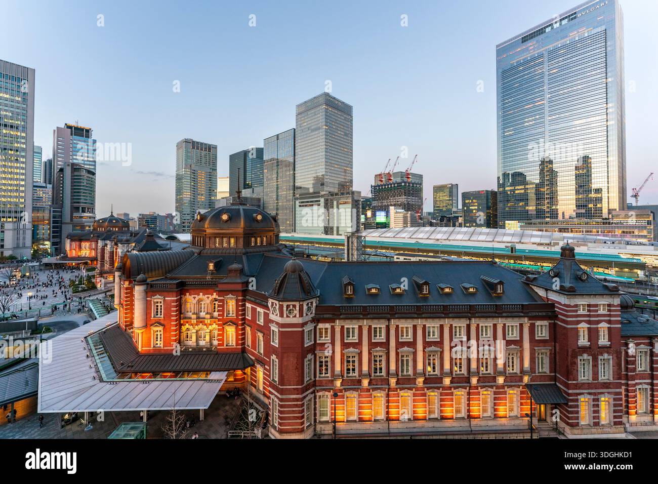 KITTE roof garden view, the red brick Tokyo Station, the Gran Tokyo ...