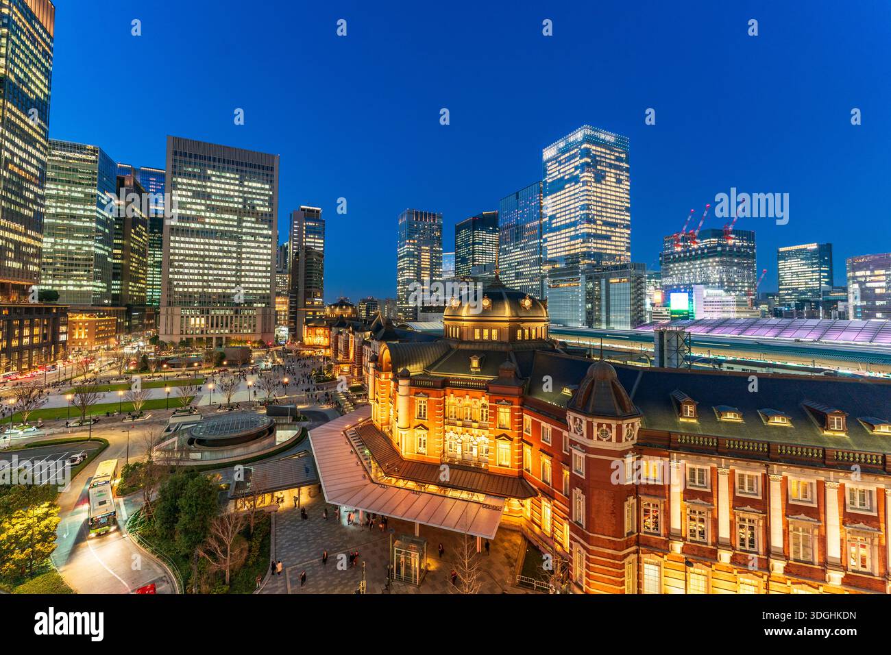 KITTE roof garden viewpoint of the red brick Tokyo Station, with ...