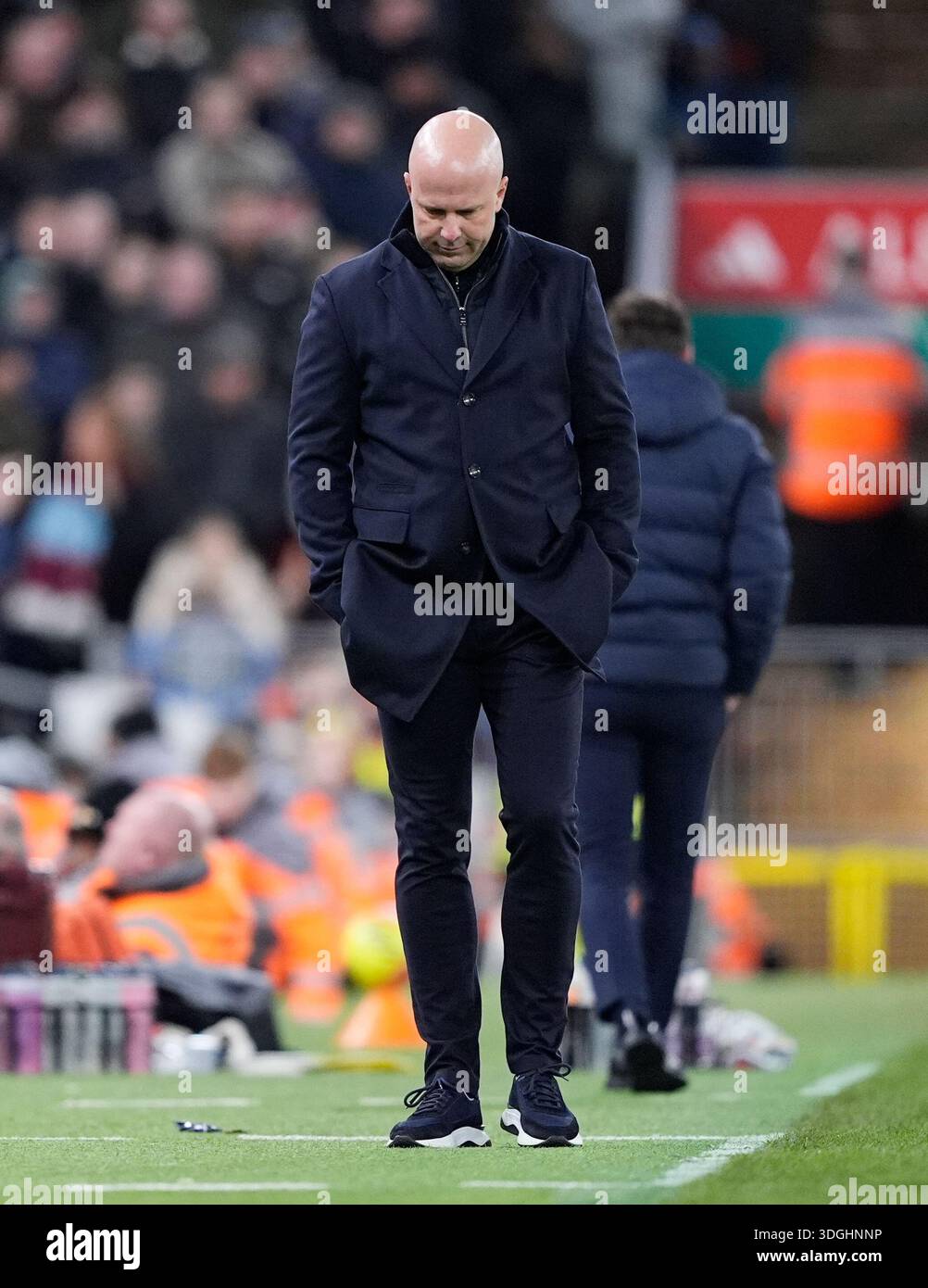 Liverpool manager Arne Slot during the Premier League match at Anfield ...
