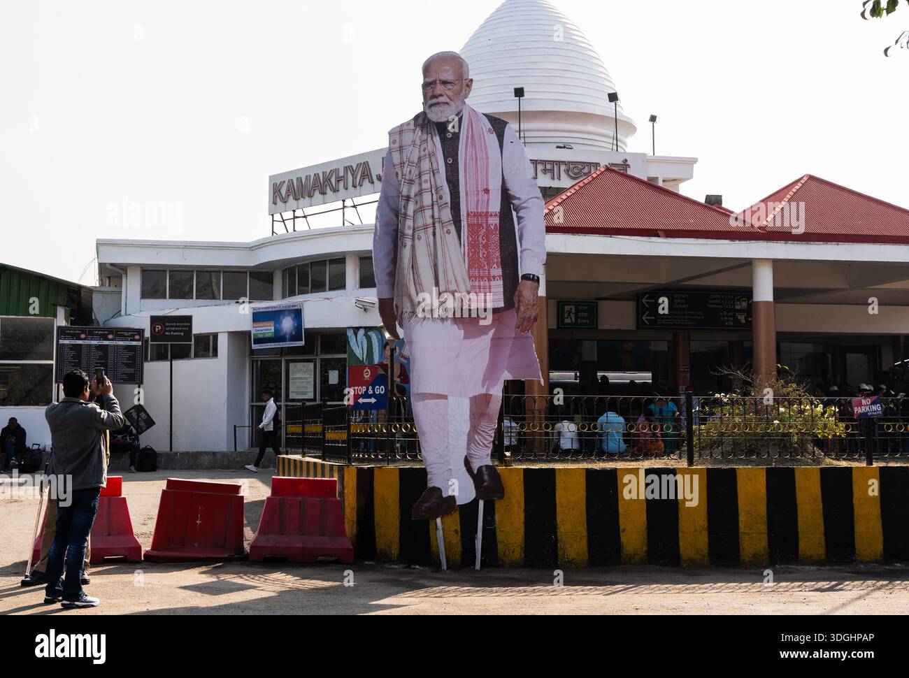A large cutout of Indian Prime Minister Narendra Modi installed outside ...