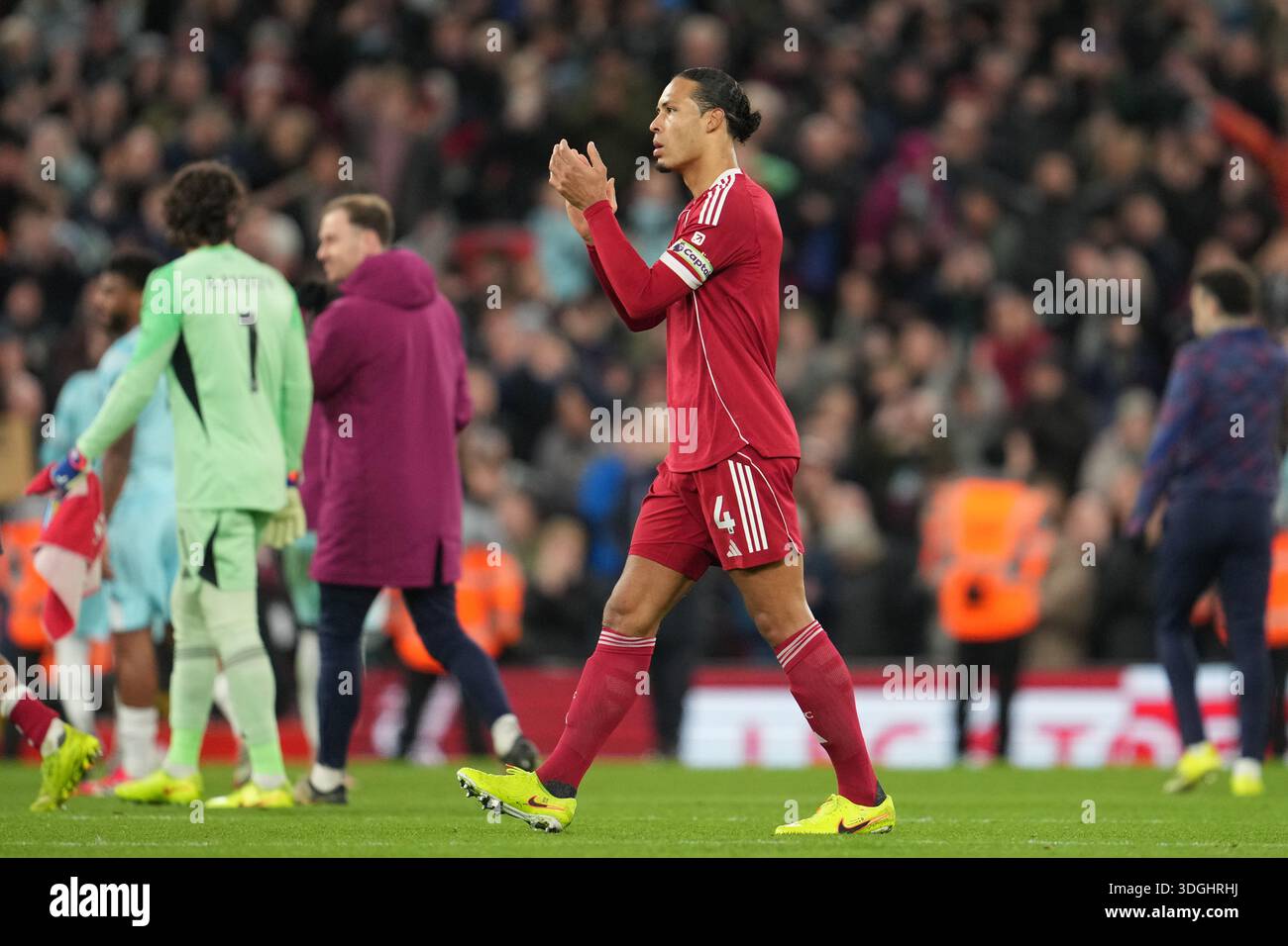 Liverpool's Virgil van Dijk applauds fans after the English Premier ...