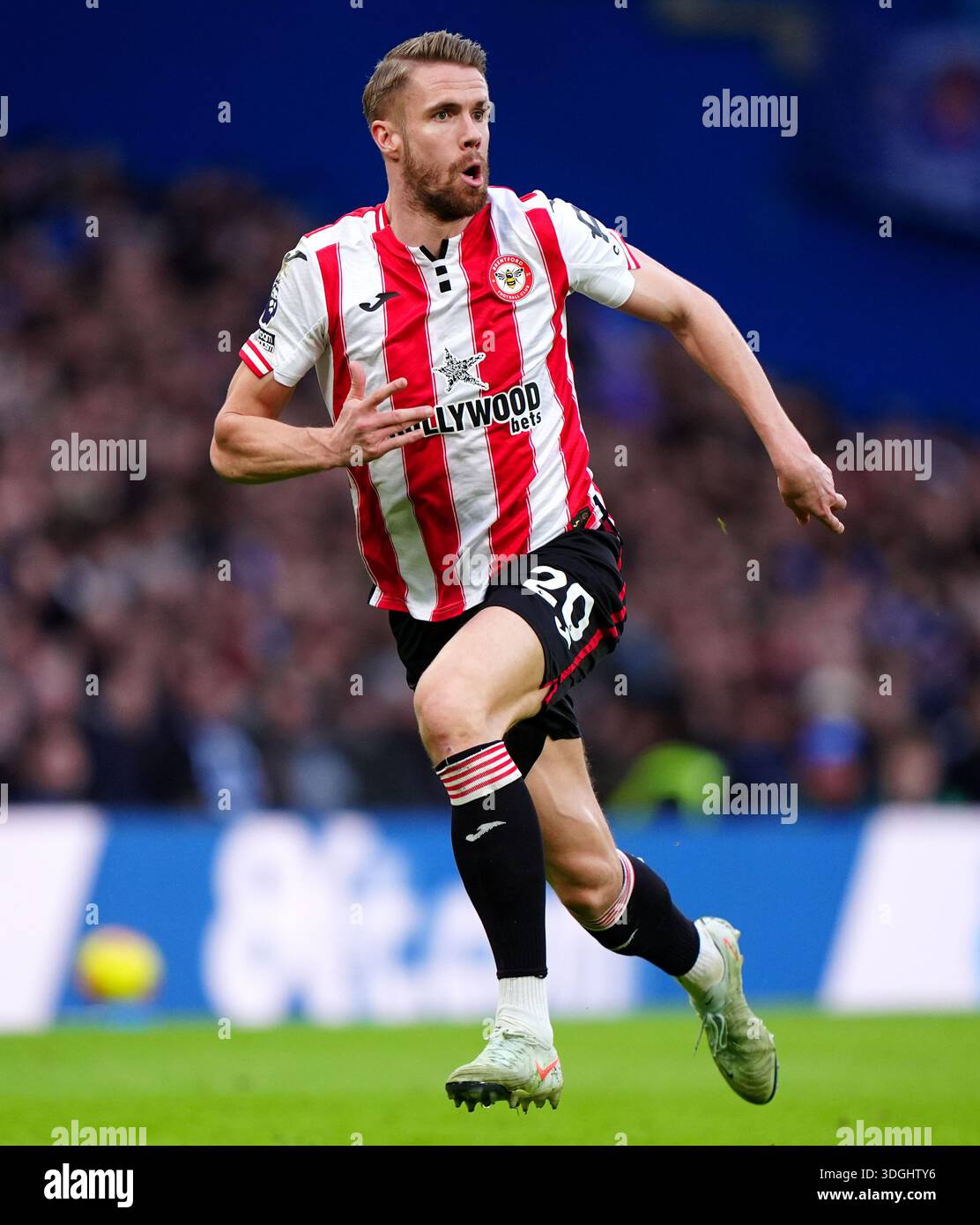 Brentford's Kristoffer Ajer during the Premier League match at Stamford ...