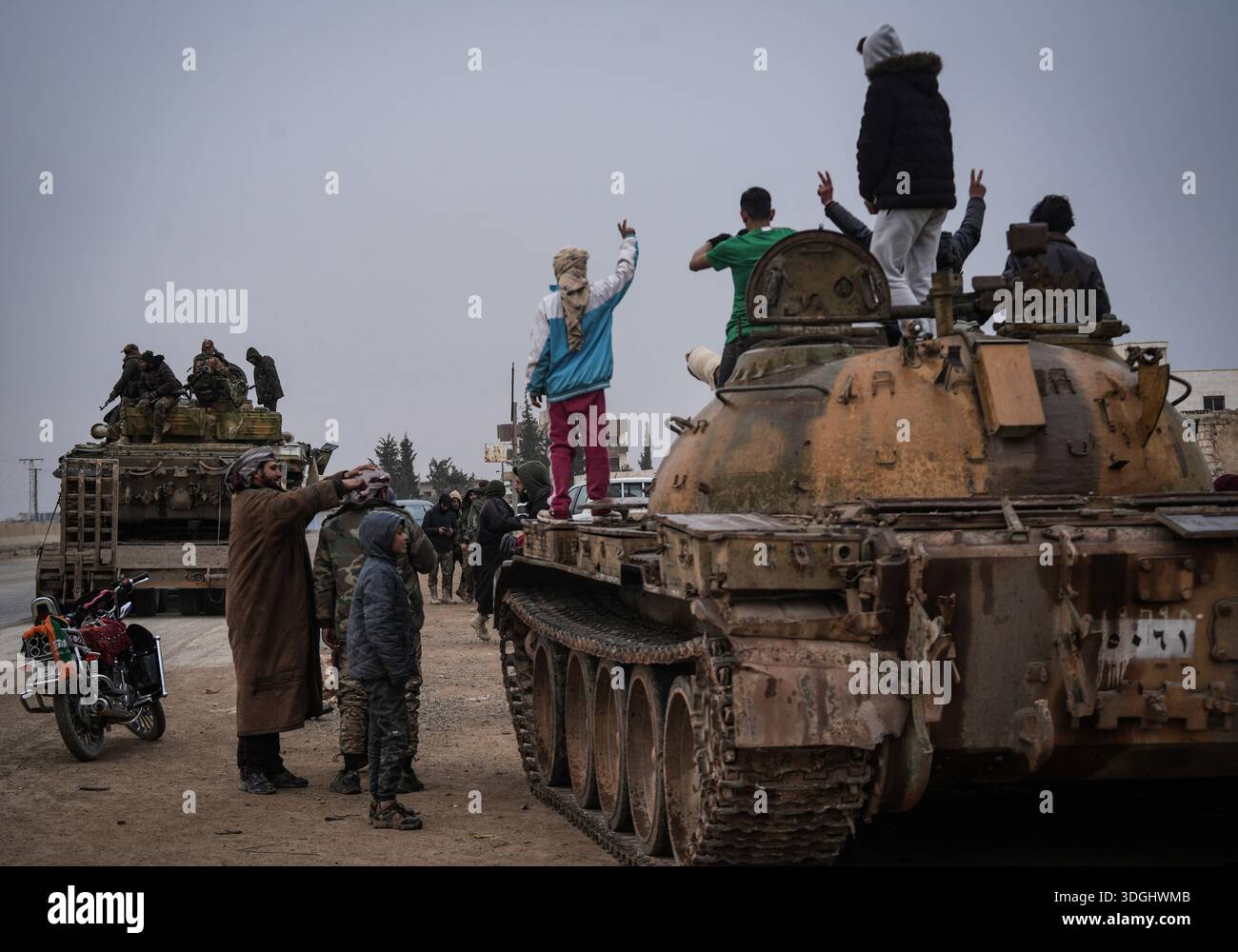 Ar Raqqah, Syria. 17th Jan, 2026. People celebrate as the Syrian ...