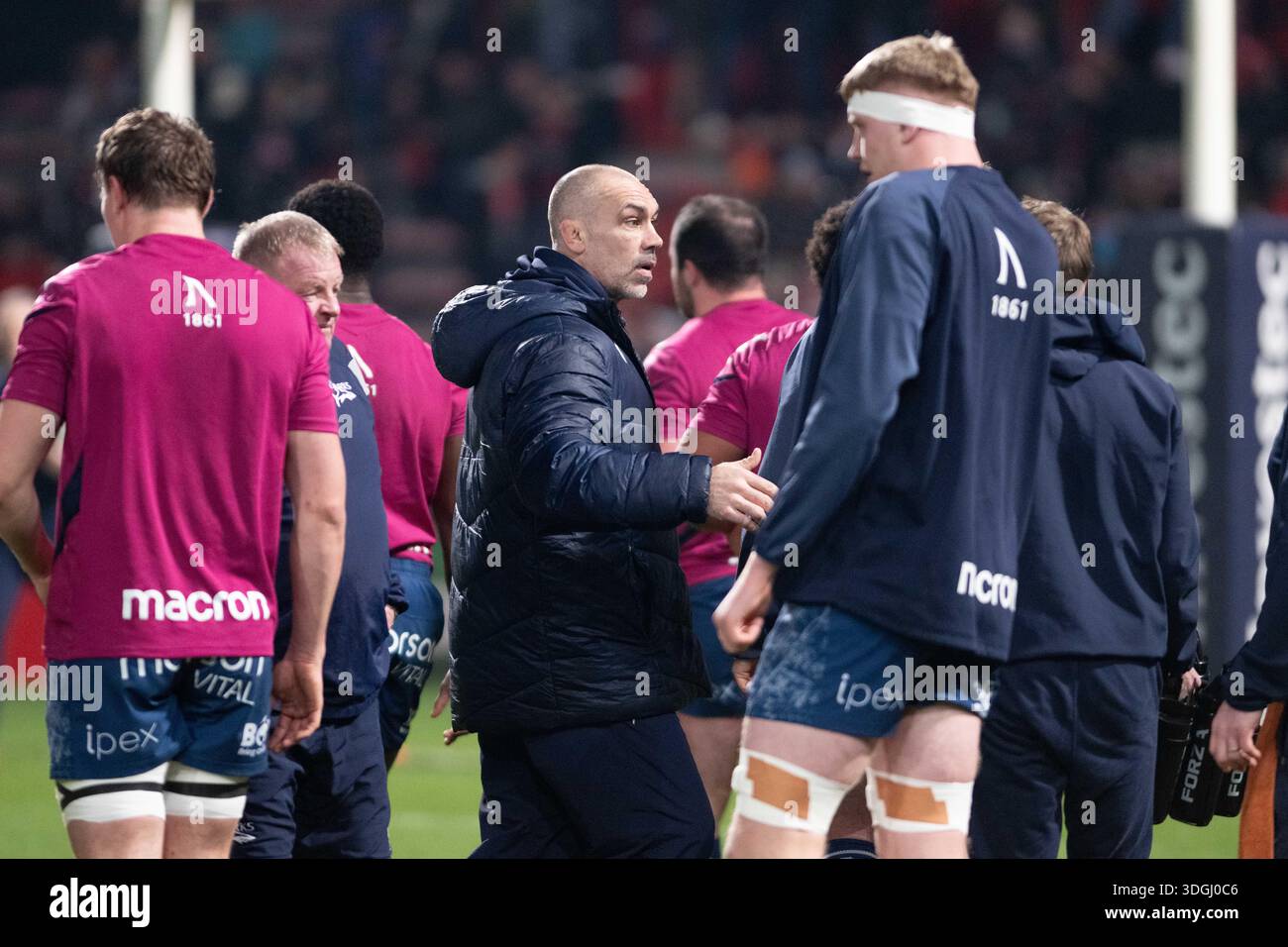 Head Coach Alex Sanderson and players of Sale during the EPCR Champions ...