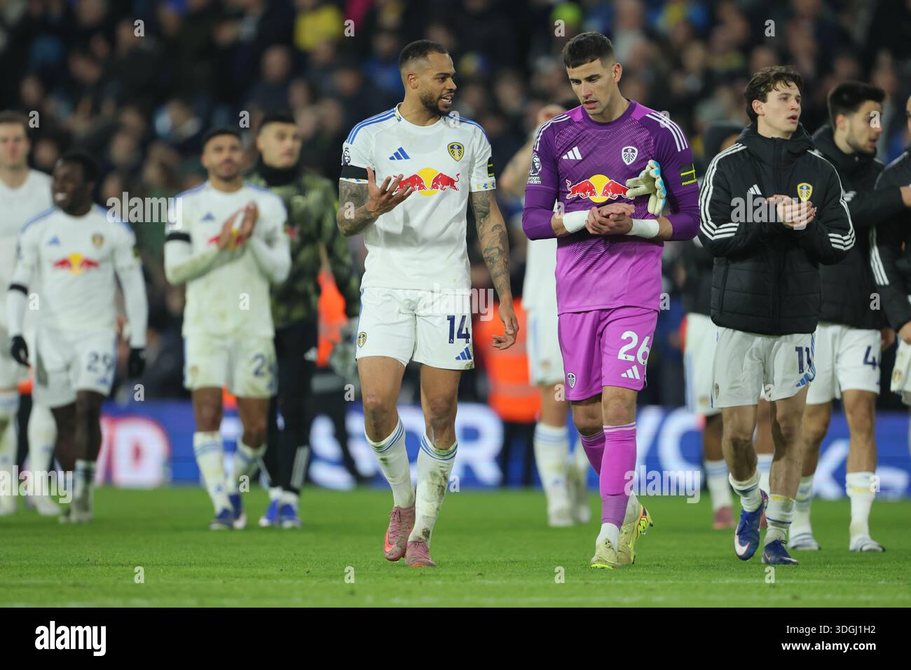 Leeds United's goalkeeper Karl Darlow and striker Lukas Nmecha ...