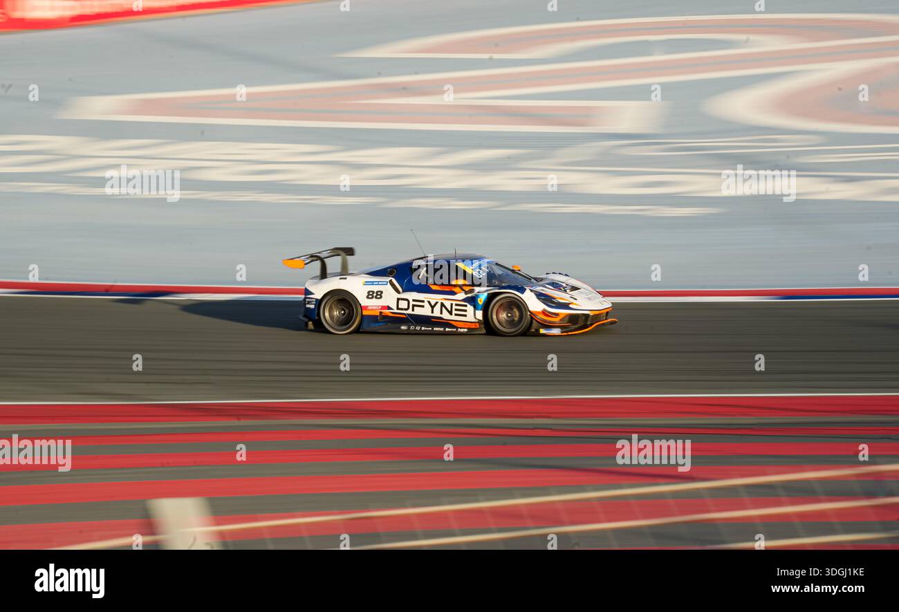The Ferrari 296 GT3 of Dragon Racing is seen racing during the 24H ...