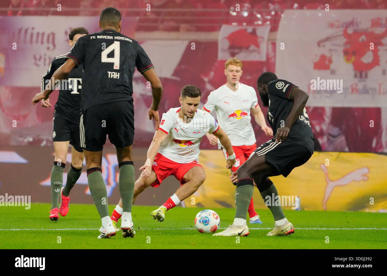 from left: Jonathan Tah, Christoph Baumgartner (Leipzig), Dayot ...