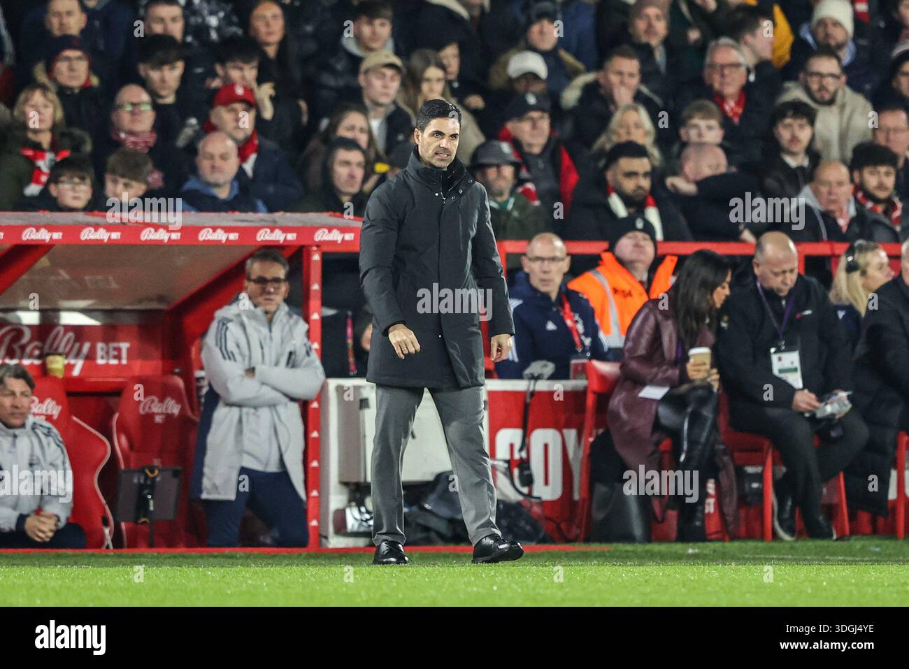 Mikel Arteta manager of Arsenal reacts during the Premier League match ...