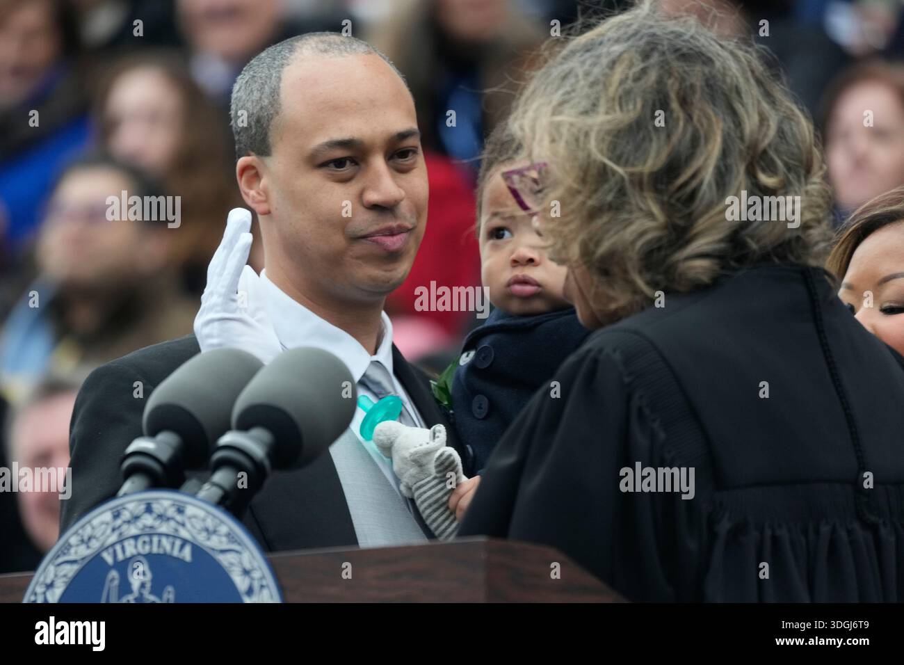 Jay Jones is sworn in as Attorney General at the Capitol in Richmond Va ...