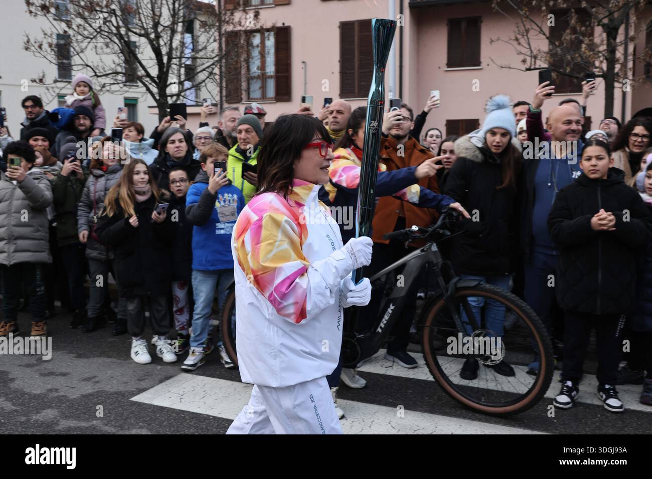 Brescia, Italy. 17th Jan, 2026. Iseo Olympic torchlight procession ...