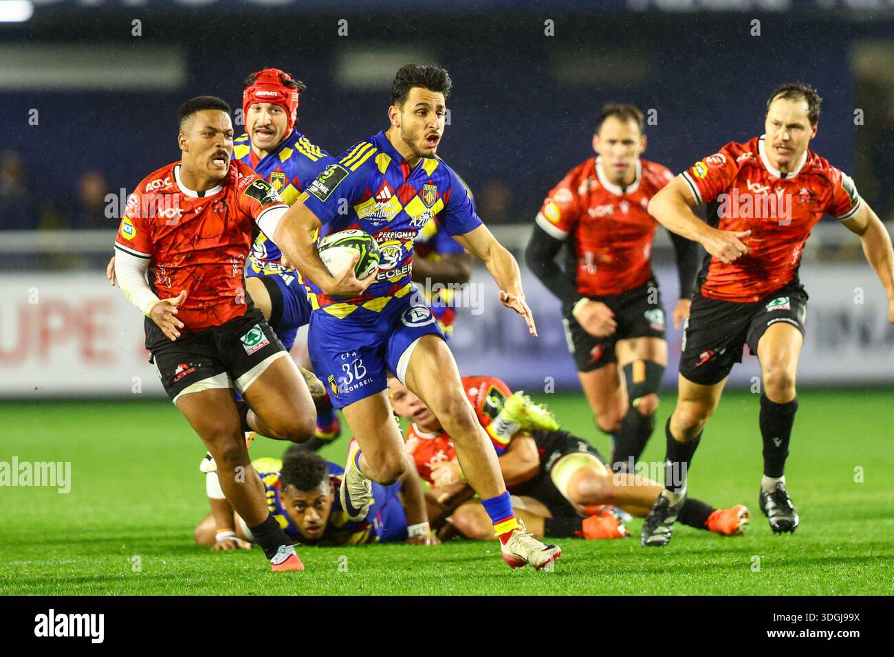 Theo FORNER of Perpignan during the EPCR Challenge Cup match between ...