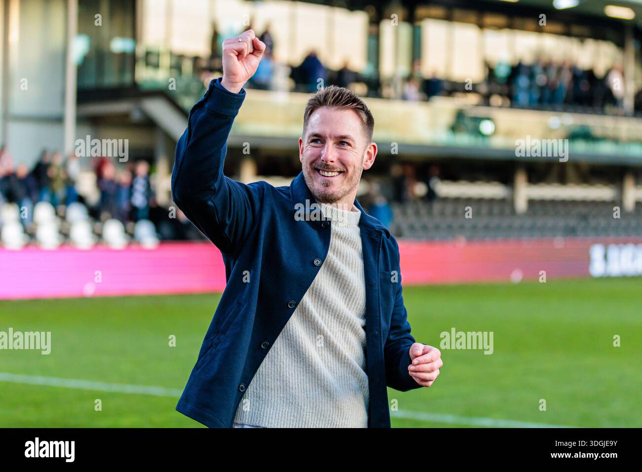 Tobias Strobl (SC Verl, head coach) celebrates / cheers after 5:2 ...