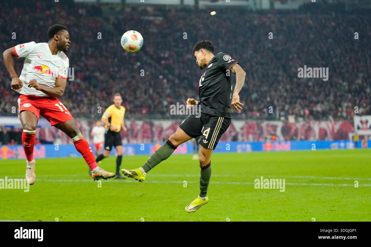 from left Ridle Baku, Luis Diaz (Bayern) Leipzig, January 17, 2026 ...