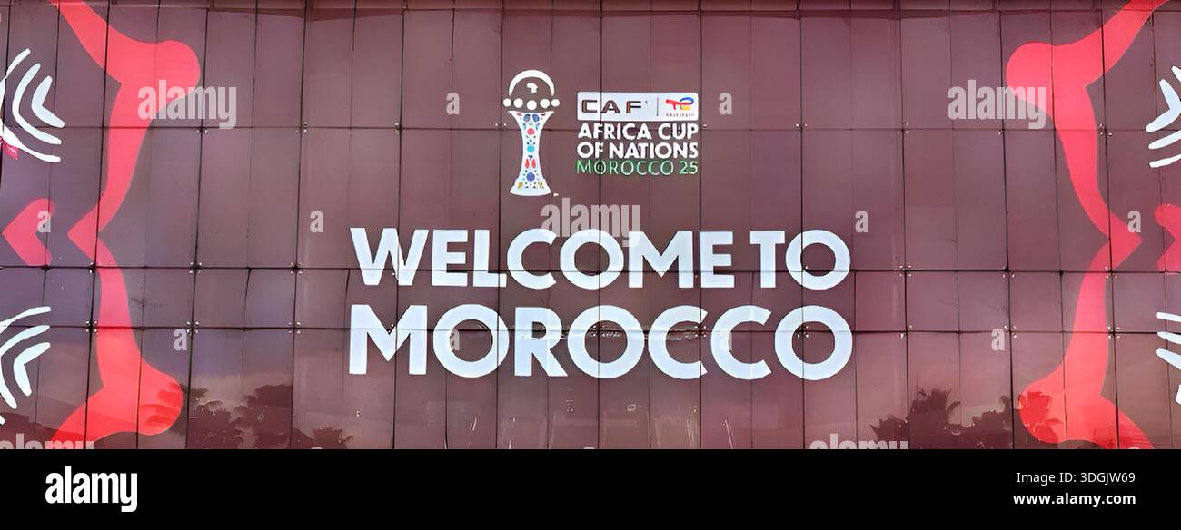 Morocco 2025 Africa Cup of Nations banner in train station, CAF ...