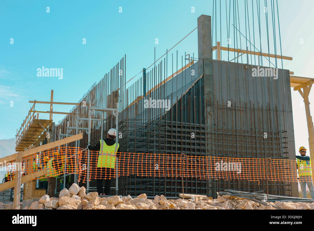 Steel reinforcement installation for reinforced concrete wall at ...