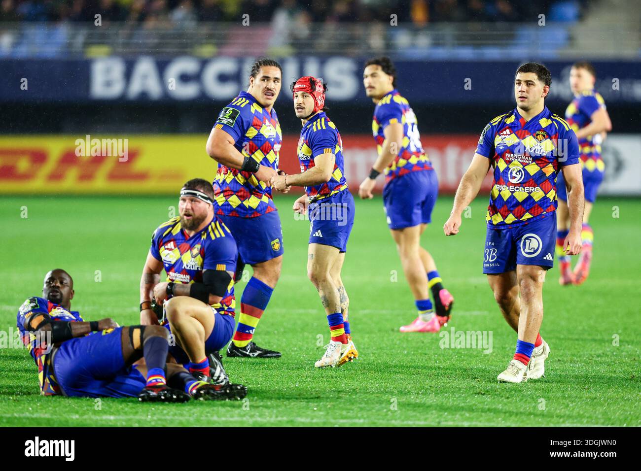 Team of Perpignan during the EPCR Challenge Cup match between Perpignan ...