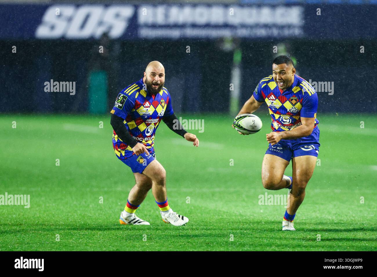 Sama MALOLO of Perpignan and Giorgi BERIA of Perpignan during the EPCR ...