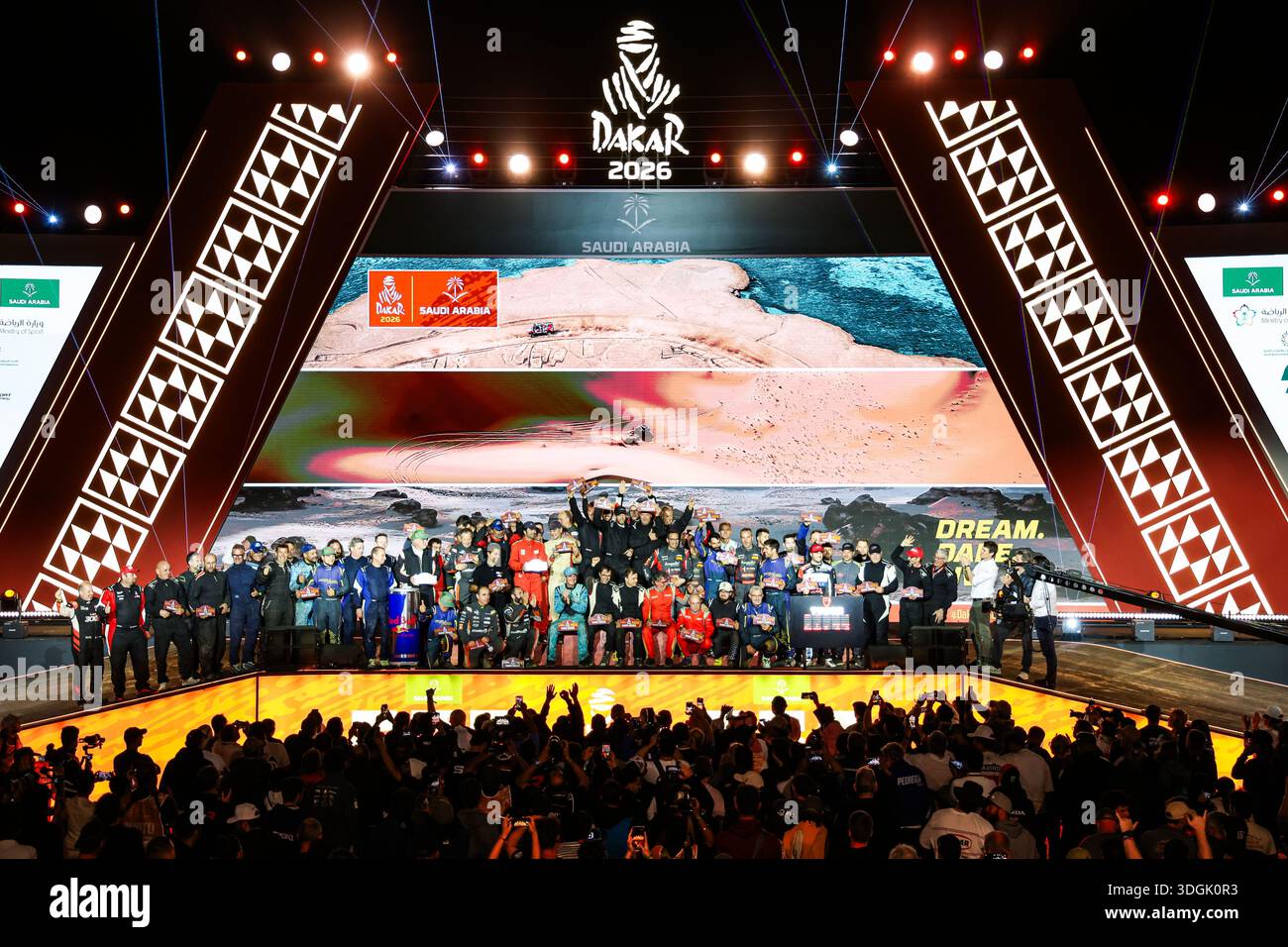 Dakar Classic winners during the Prize Giving Ceremony and Finish ...