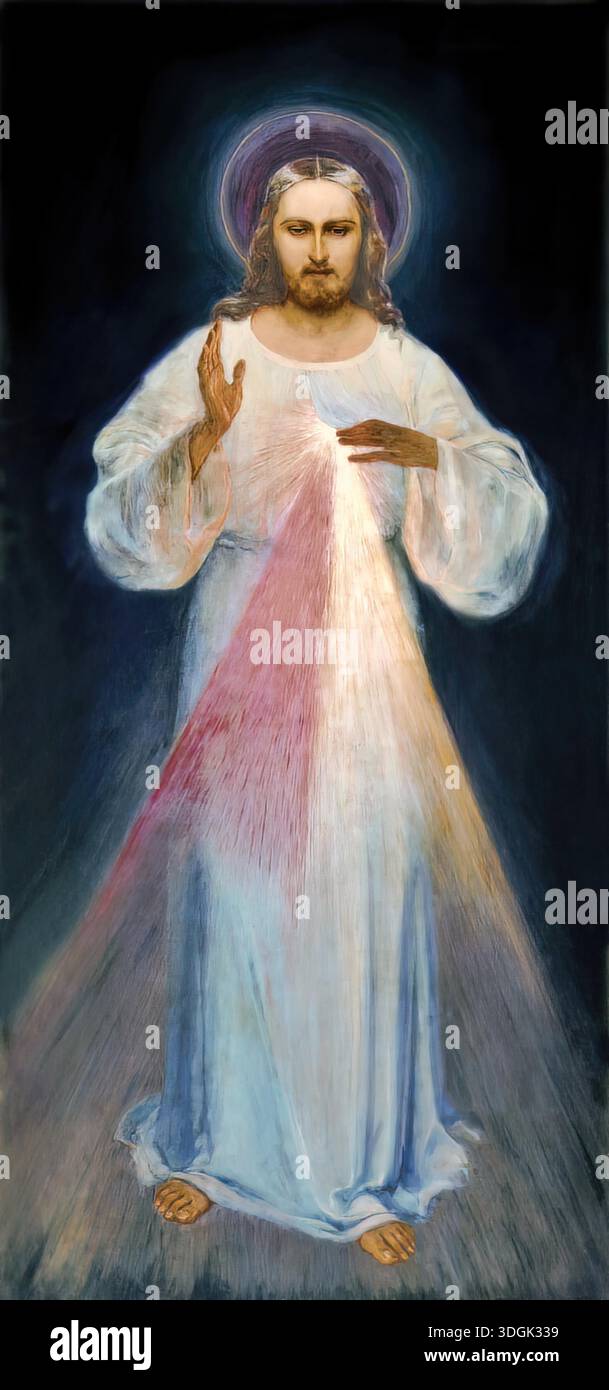 Divine Mercy, 1934 painting by Eugeniusz Kazimirowski Stock Vector ...